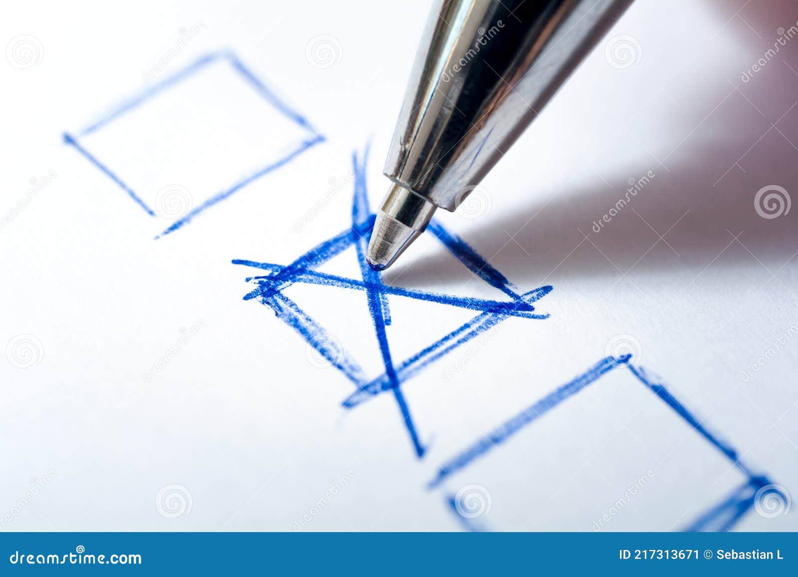 Writing a Check Mark in a Checkbox with a Pen on White Paper - Every ...