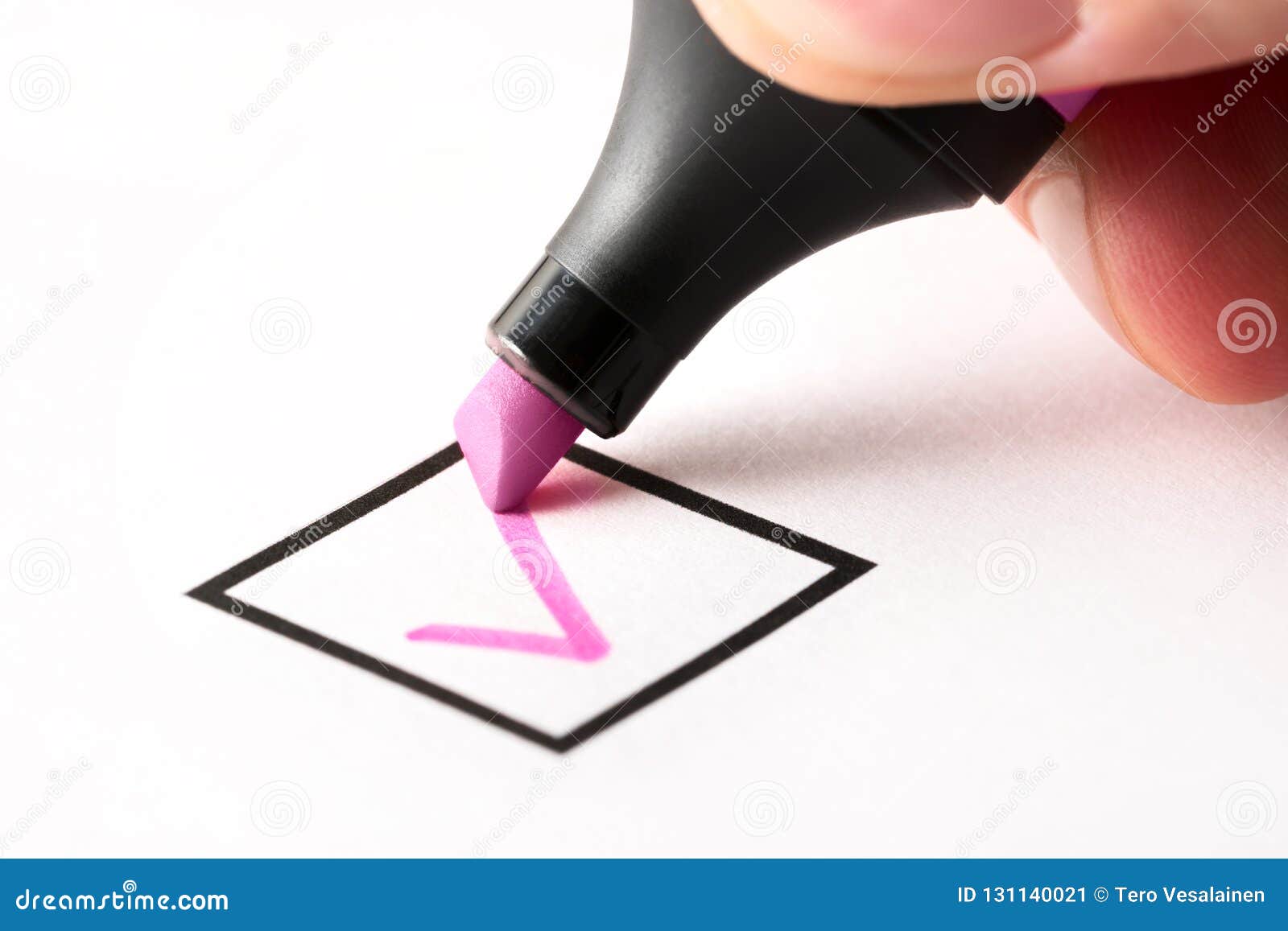 Writing Checkmark in Checkbox in Checklist. Completed and Finished Task ...