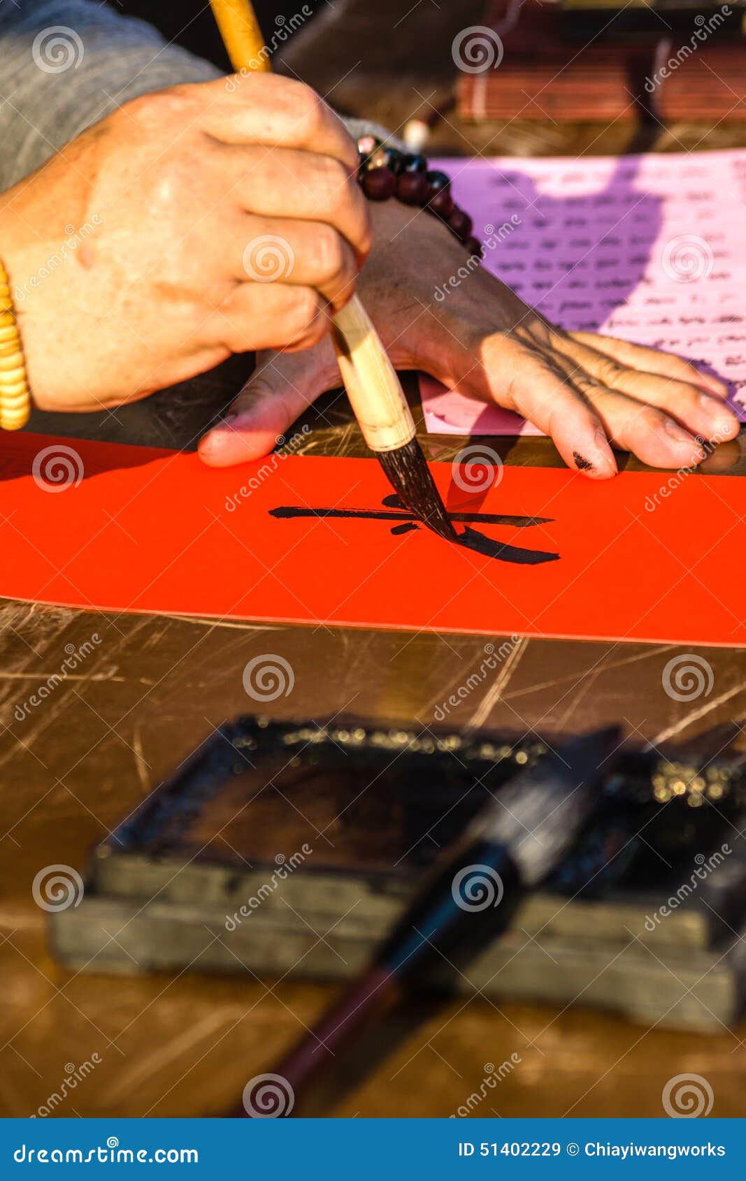 Writing Chinese Calligraphy Stock Image - Image of traditional ...