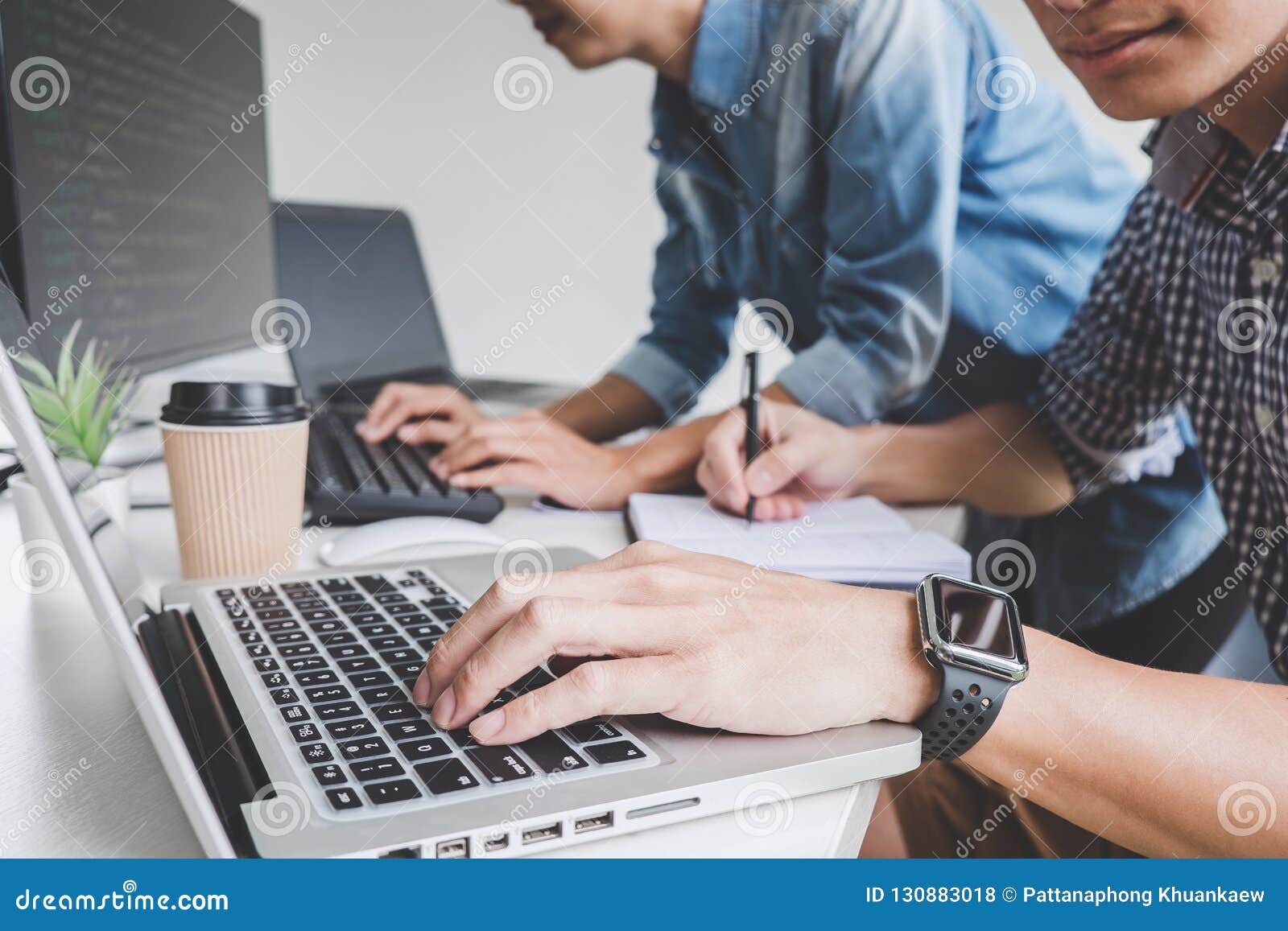 Writing Codes and Typing Data Code Technology, Programmer Cooper Stock Photo - Image of ...
