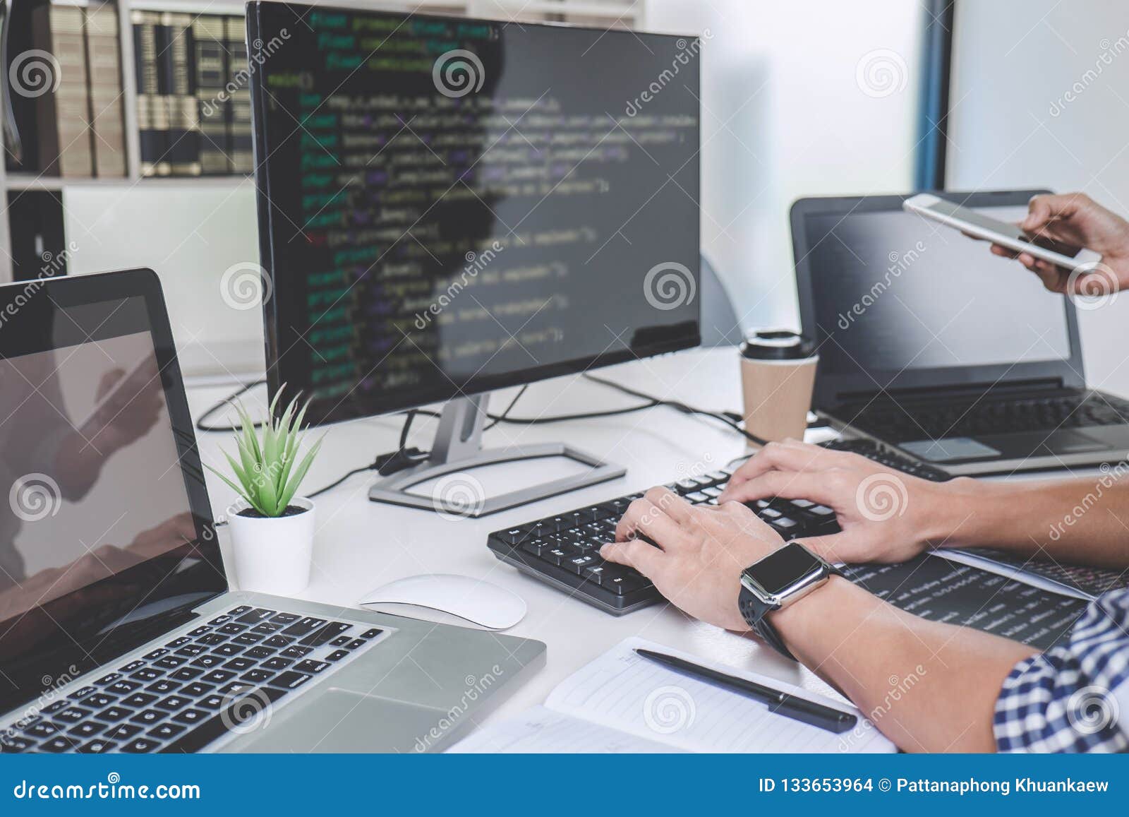Writing Codes and Typing Data Code Technology, Programmer Cooper Stock Photo - Image of ...