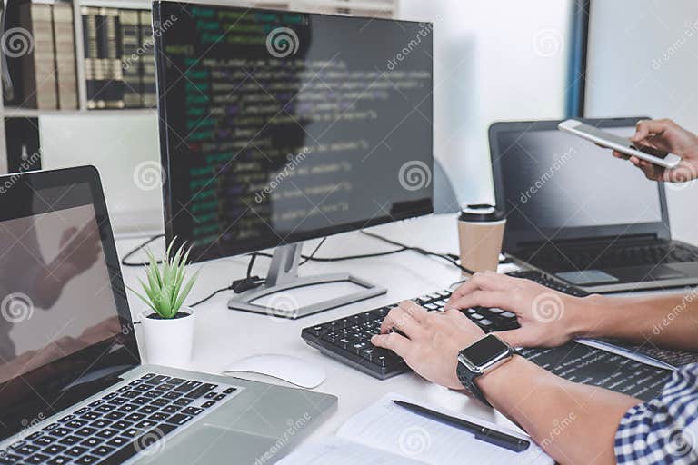 Writing Codes and Typing Data Code Technology, Programmer Cooper Stock Photo - Image of ...