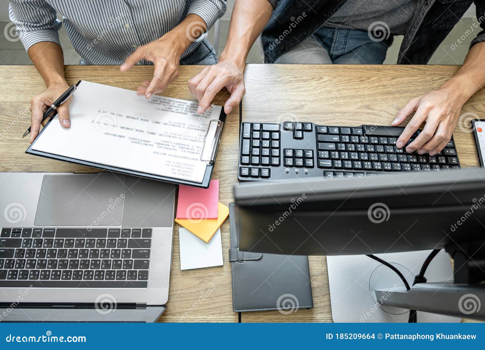 Writing Codes And Typing Data Code Technology Programmer Team Working