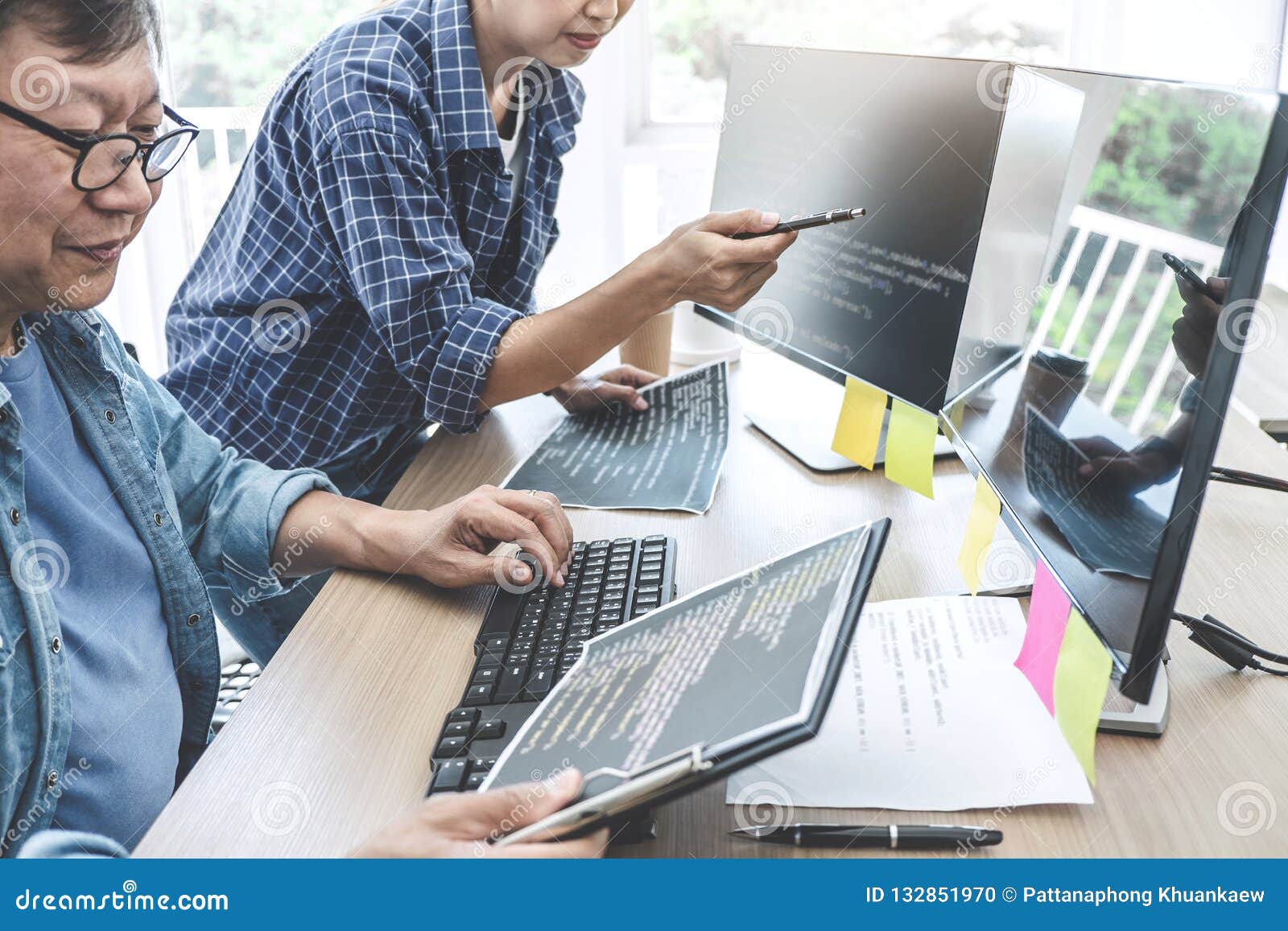 Writing Codes and Typing Data Code Technology, Two Professional Stock ...