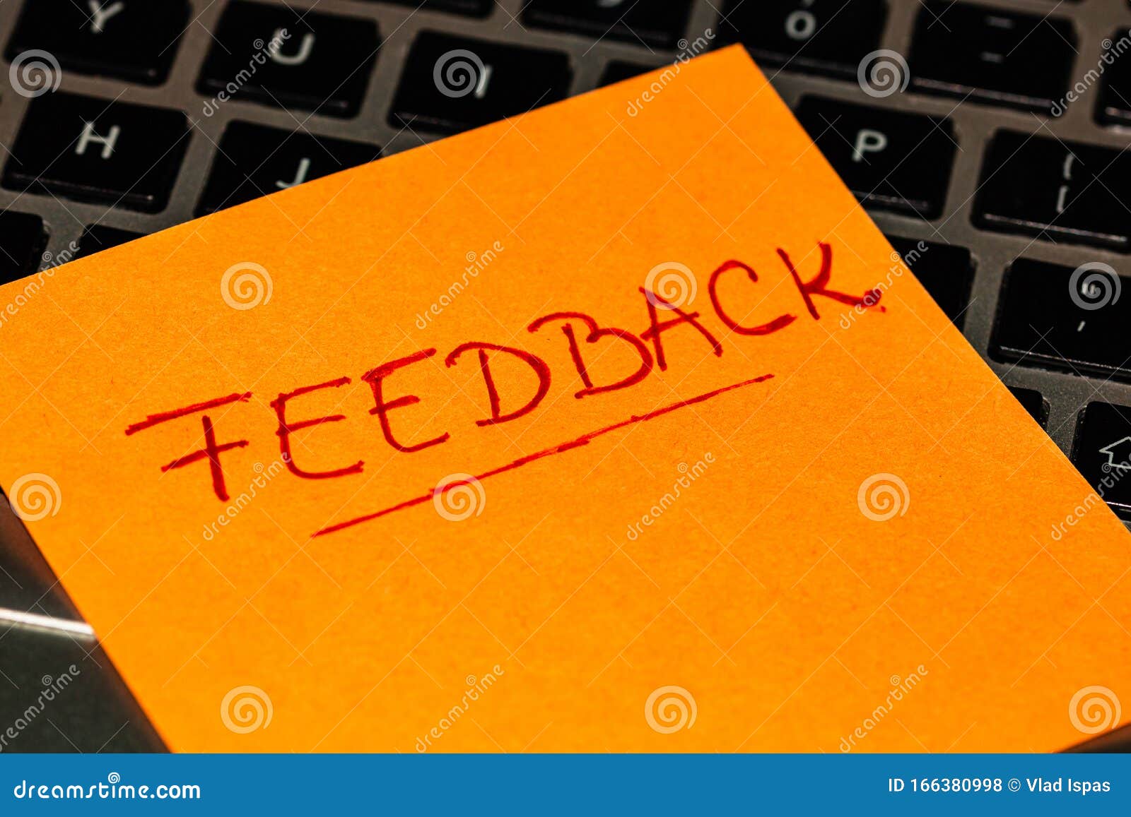 Writing on Colorful Sticky Note Feedback. Text with Feedback on Paper ...