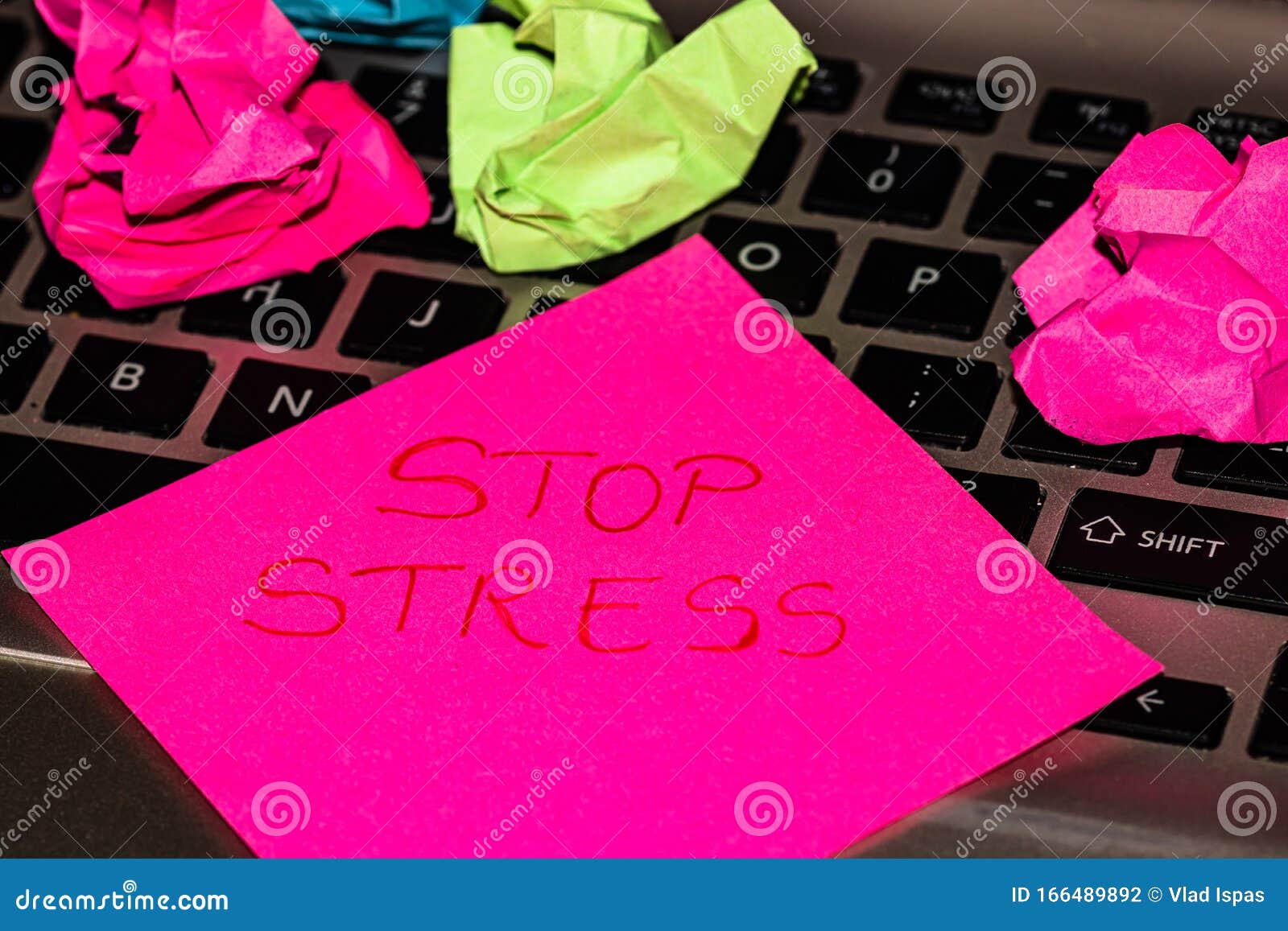 Writing on Colorful Sticky Note Stop Stress. Text with Stop Stress on ...