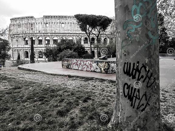 Writing Colosseum stock photo. Image of colloseo, rome - 215691906