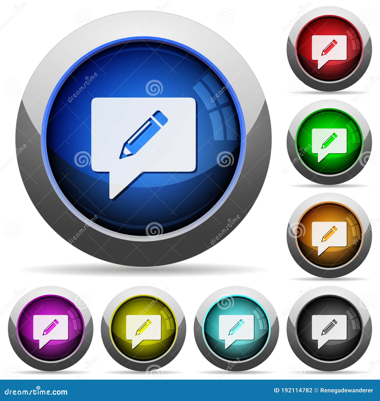 Writing Comment Round Glossy Buttons Stock Vector - Illustration of ...