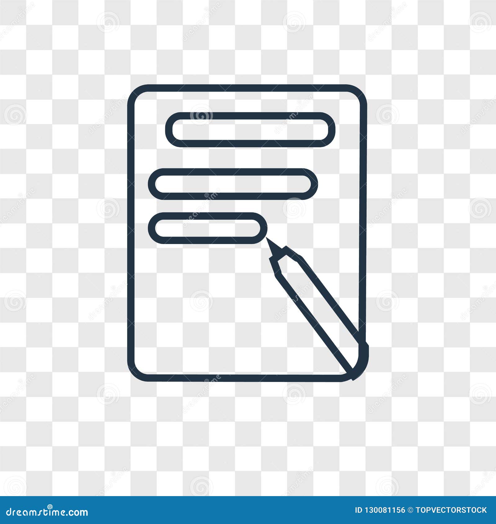 Writing Concept Vector Linear Icon on Transparent Backg Stock Vector ...