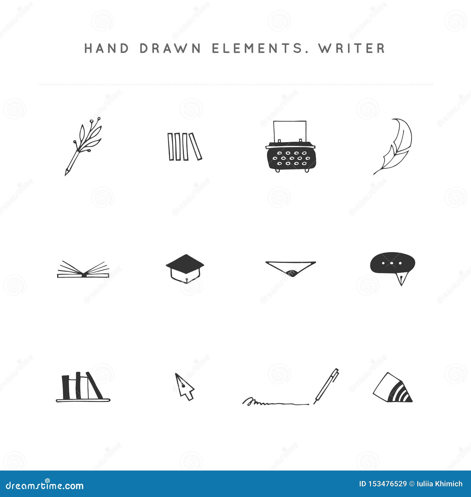 Writing, Copywrite And Publishing Theme. Vector Hand Drawn Logo Element ... Writing, Copywrite And Publishing Theme. Vector Hand Drawn Logo Element ...