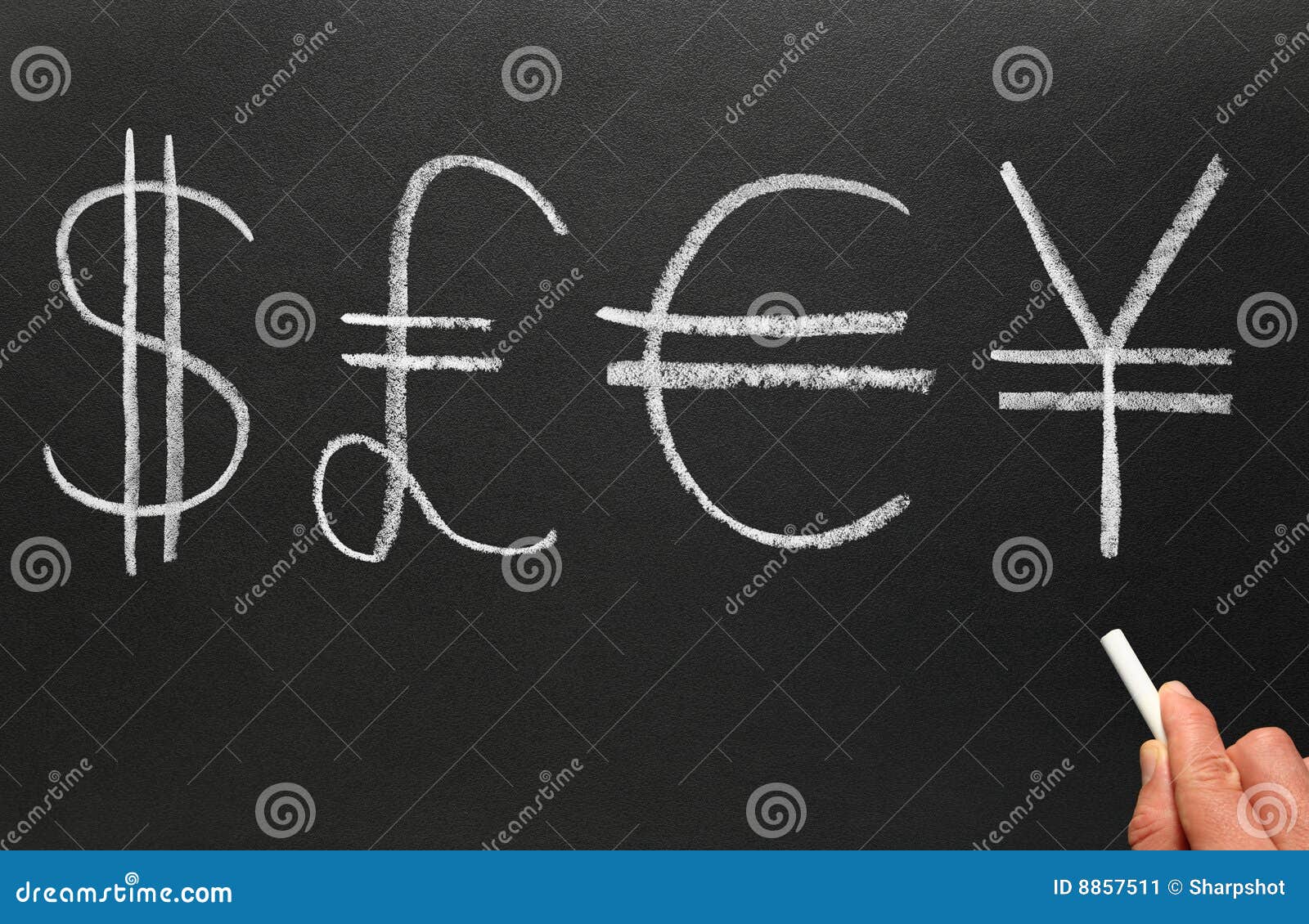 Writing Currency Symbols on a Blackboard. Stock Image - Image of ...