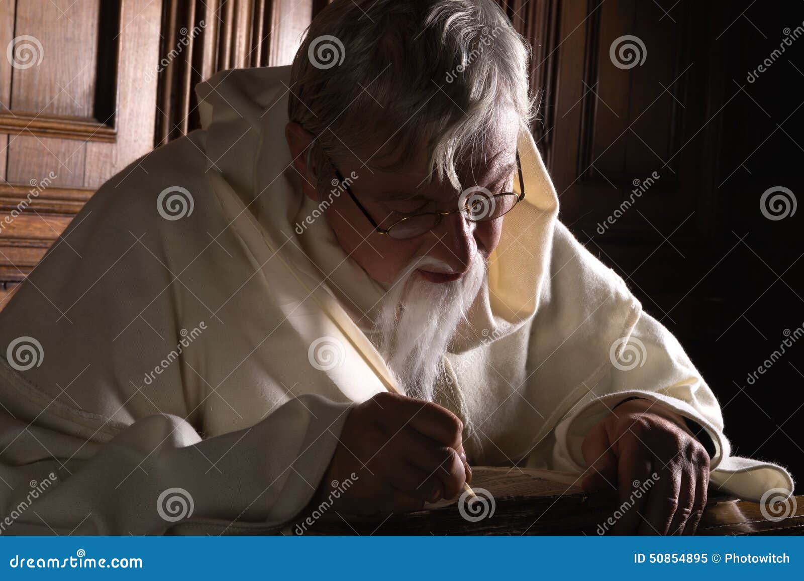 Writing in darkness stock image. Image of monastic, devotion - 50854895