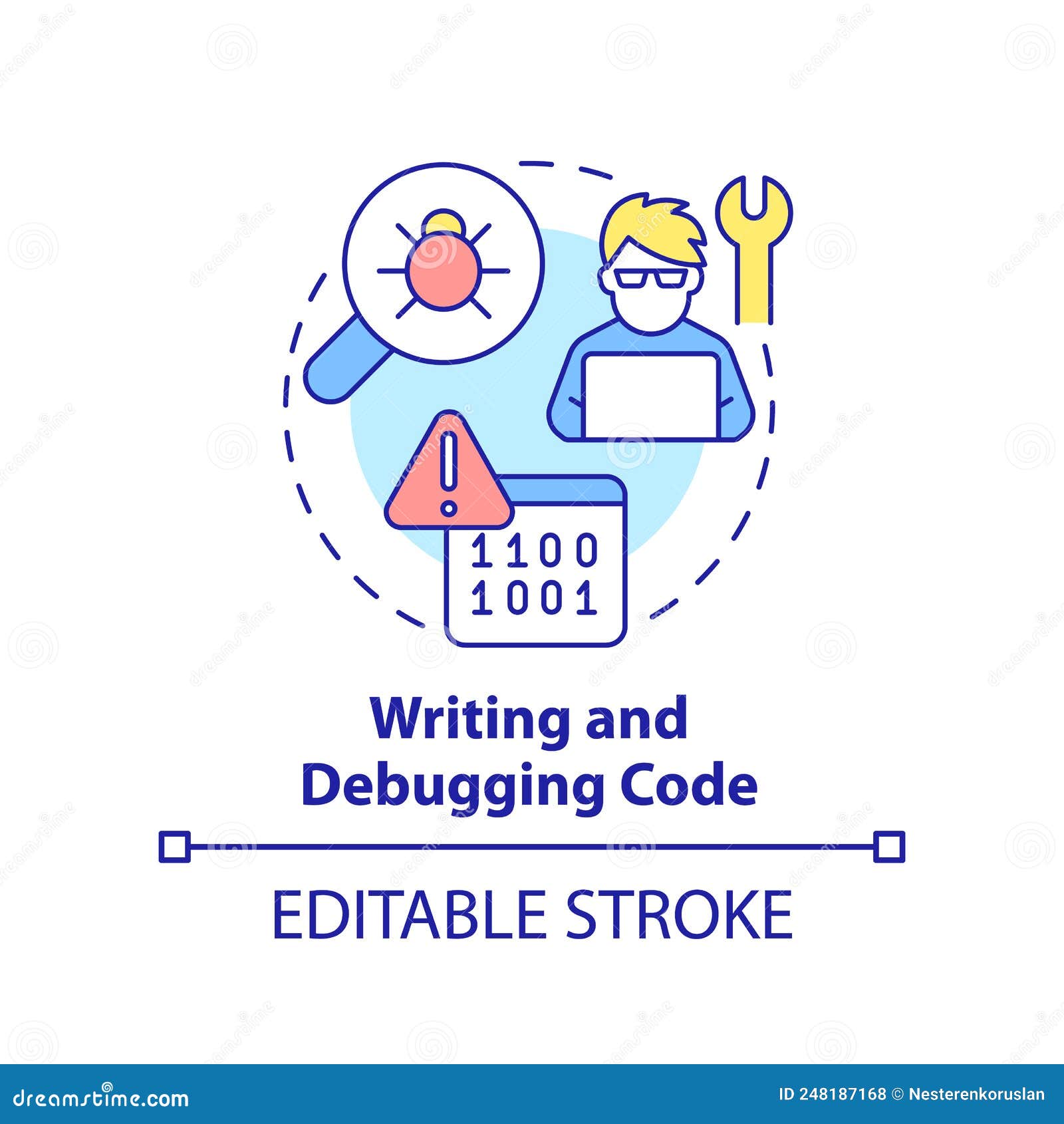 Writing and Debugging Code Concept Icon Stock Vector - Illustration of ...