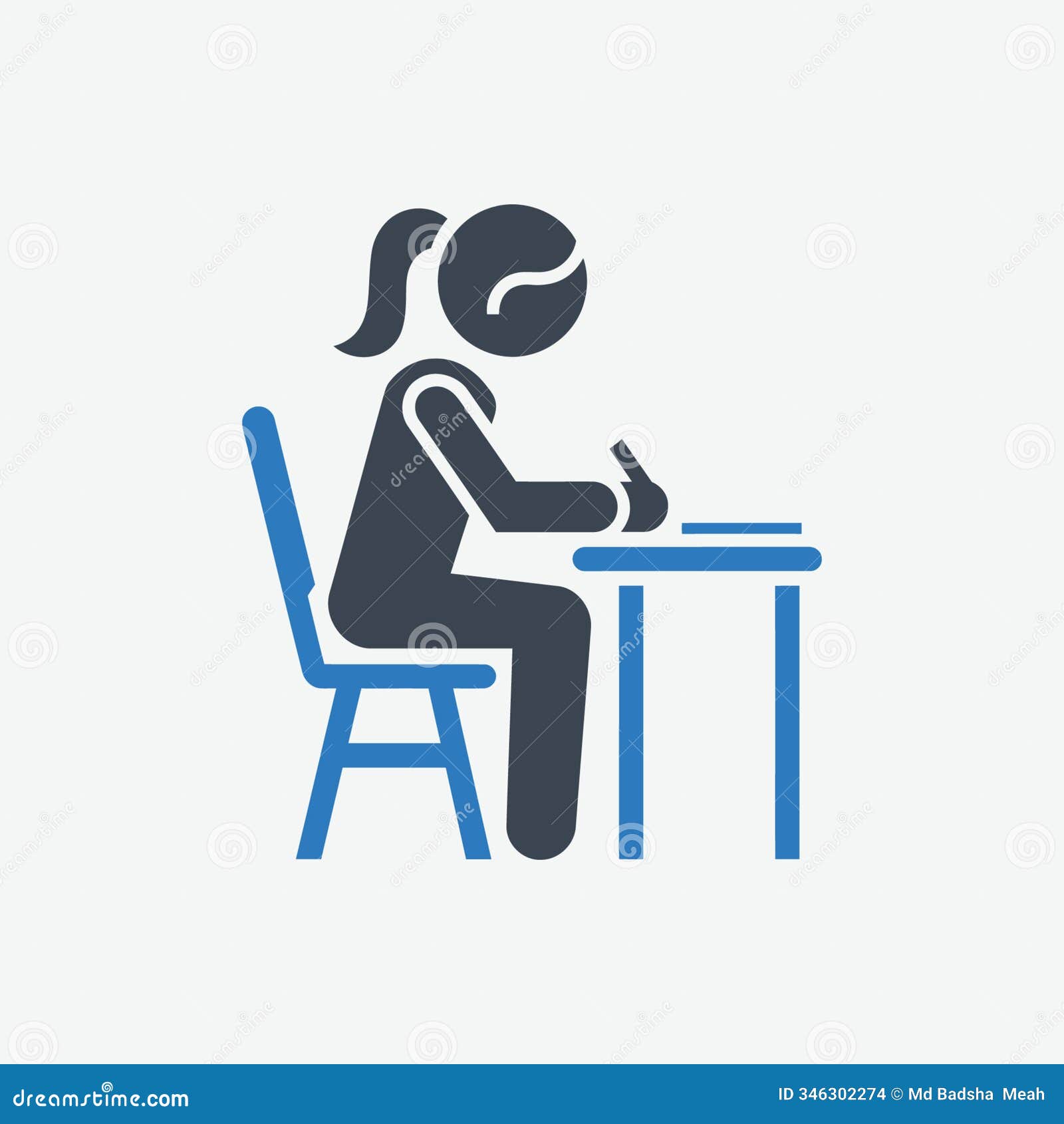 Writing at desk icon stock illustration. Illustration of vector - 346302274