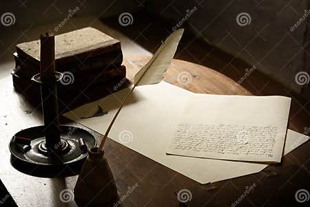 Writing desk and letter stock photo. Image of vintage - 6613610