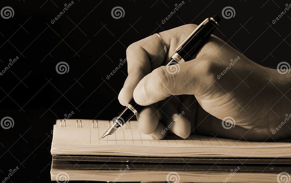 Writing in a diary stock photo. Image of reflect, fingers - 7961952
