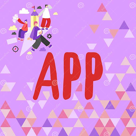 Writing Displaying Text App. Word Written on Computer or Software Application Designed To Run on ...