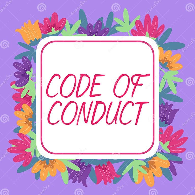Writing Displaying Text Code of Conduct. Business Concept Ethics Rules ...