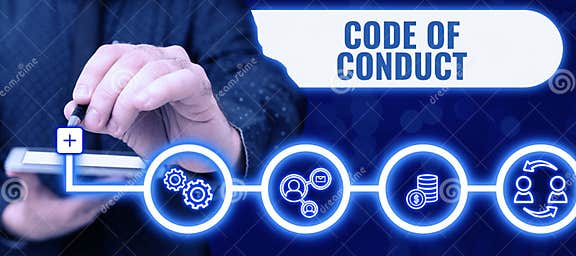 Conceptual Display Code of Conduct. Business Approach Ethics Rules ...