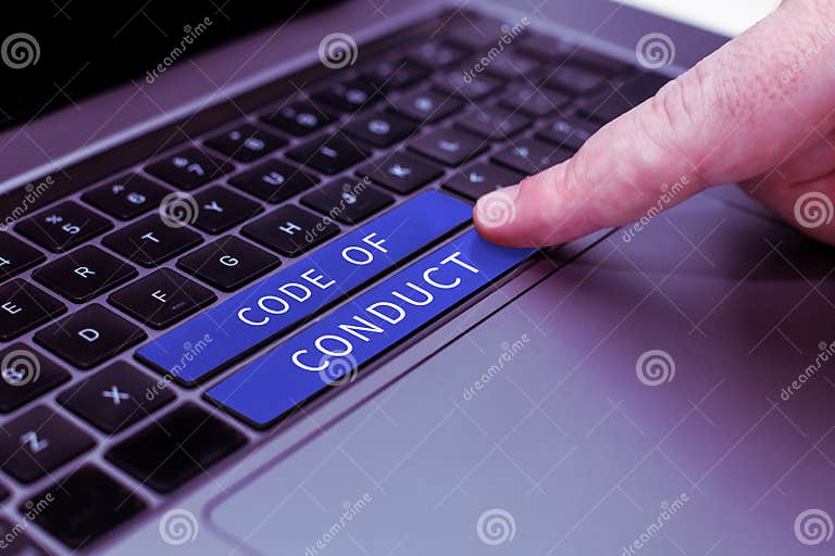 Hand Writing Sign Code of Conduct. Business Concept Ethics Rules Moral ...