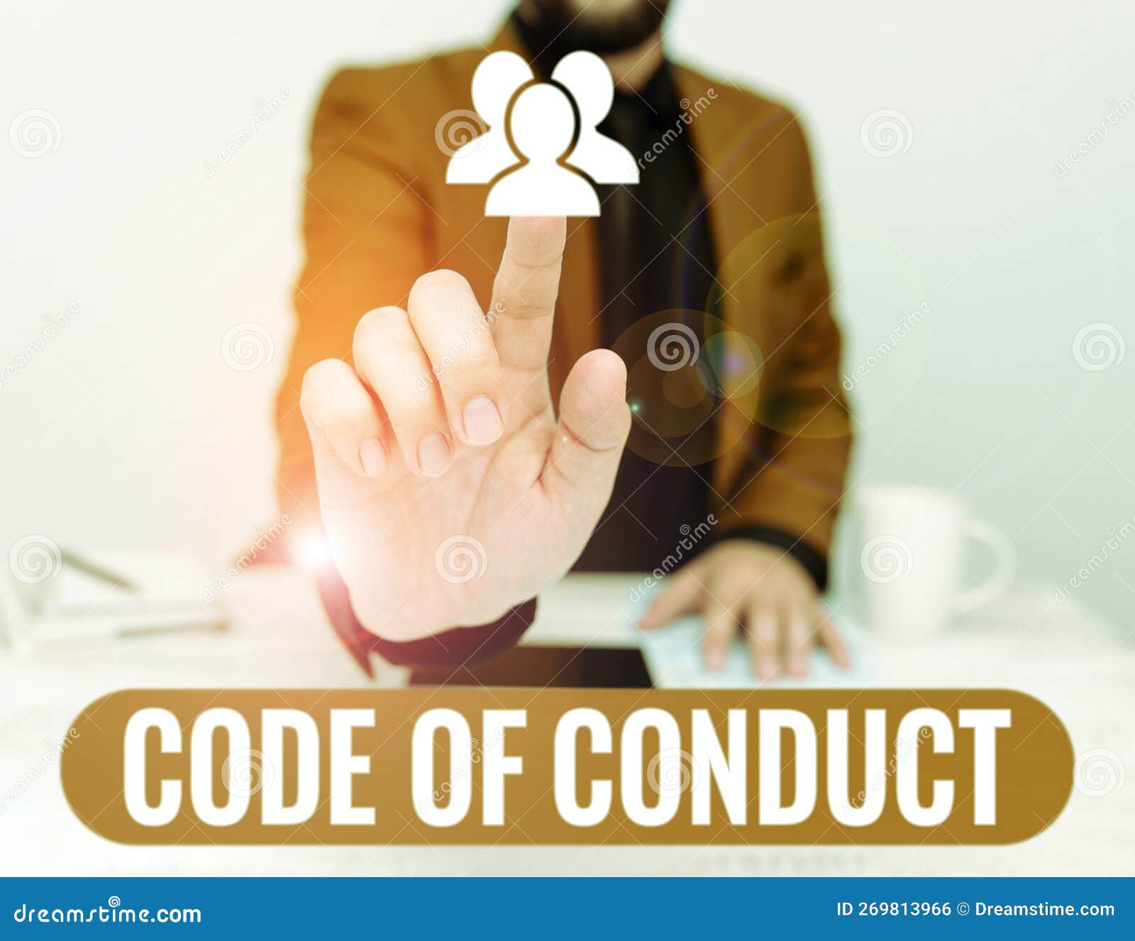 Writing Displaying Text Code of Conduct. Word for Ethics Rules Moral ...