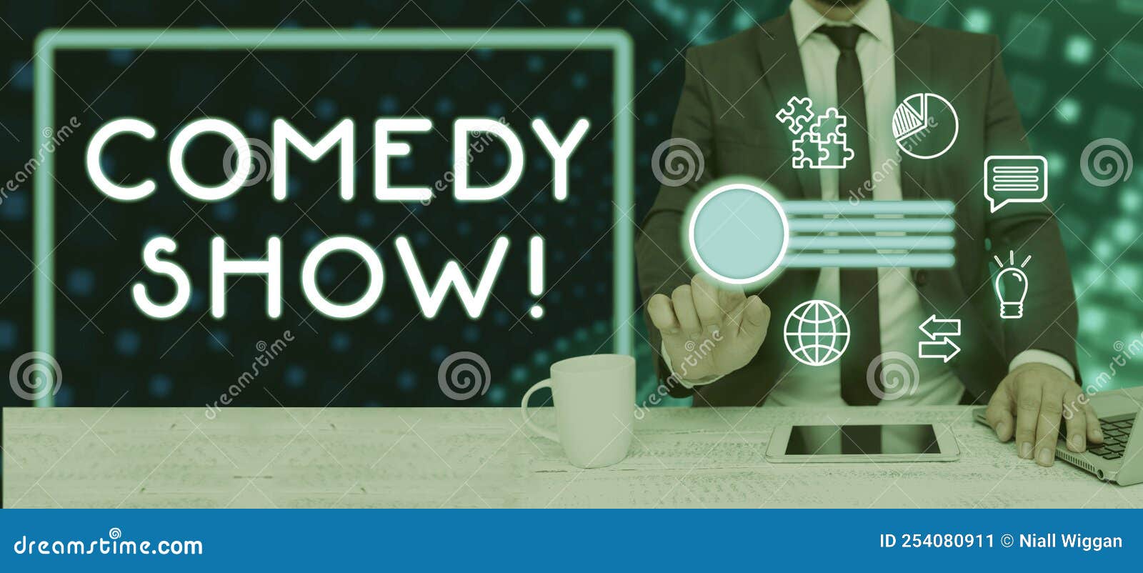 Sign Displaying Comedy Show. Business Concept Funny Program Humorous ...