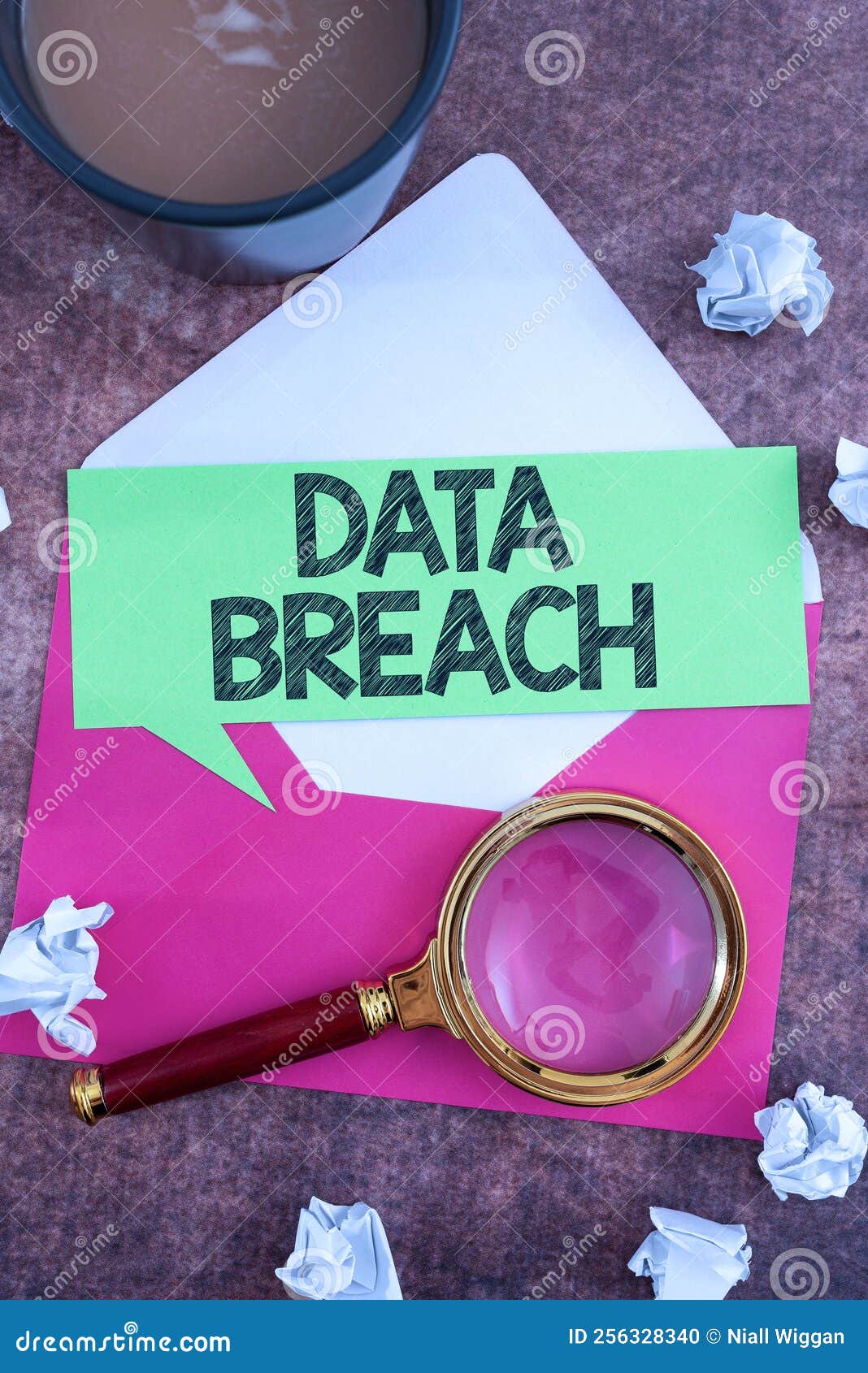 Writing Displaying Text Data Breach. Word for Security Incident Where ...