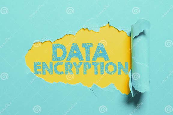 Writing Displaying Text Data Encryption. Word Written on Conversion of Data into Code for ...
