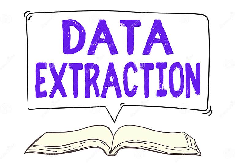 Sign Displaying Data Extraction. Business Concept Act or Process of Retrieving Data Out of Data ...
