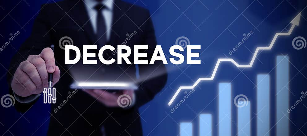 Writing Displaying Text Decrease. Word for Make or Become Smaller or Fewer in Size Amount ...