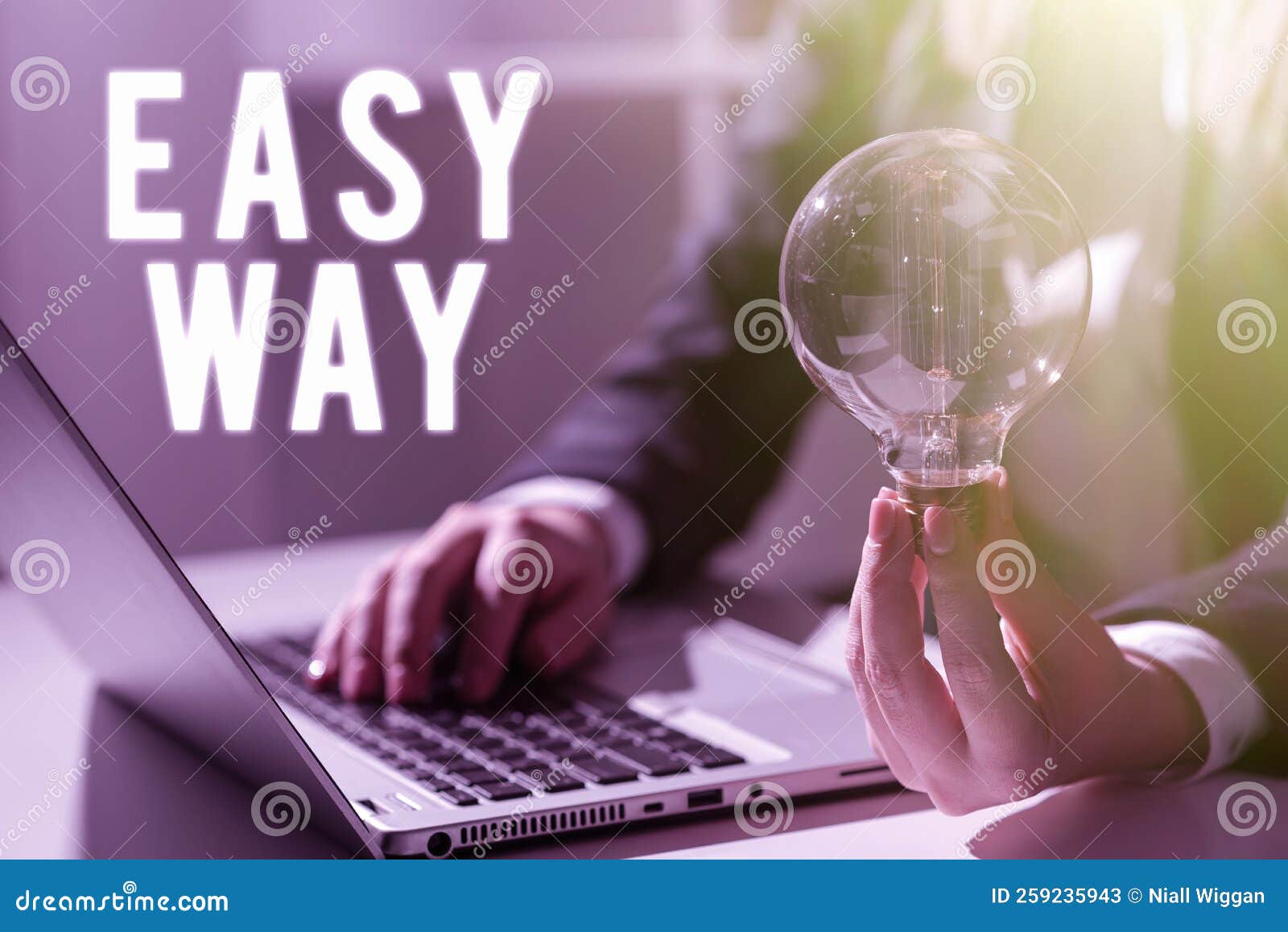 Sign Displaying Easy Way. Business Concept Making Hard Decision between ...