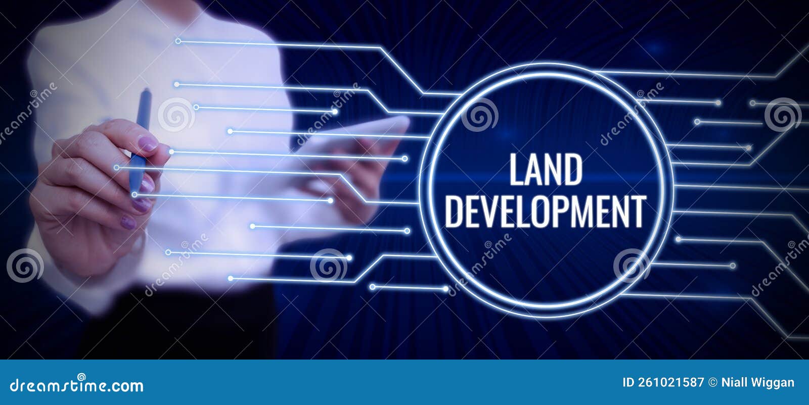 Hand Writing Sign Land Development. Internet Concept Process of ...