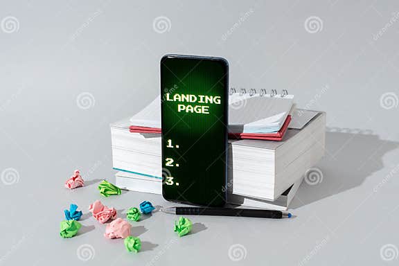 Writing Displaying Text Landing Page. Internet Concept Website Accessed by Clicking a Link on ...
