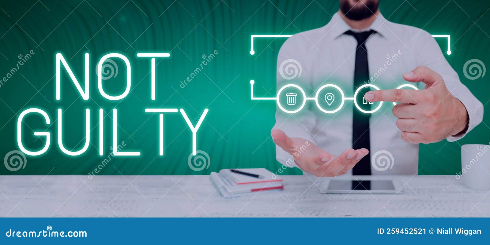 Writing Displaying Text Not Guilty. Business Showcase Someone is ...