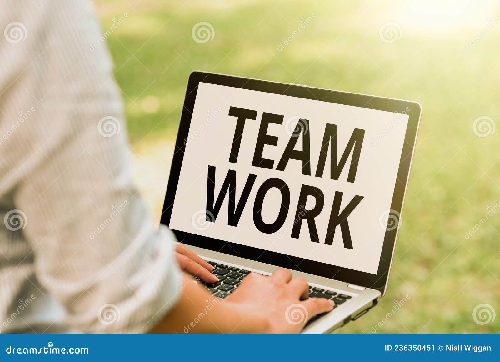 Writing Displaying Text Team Work. Internet Concept Combined Action of ...