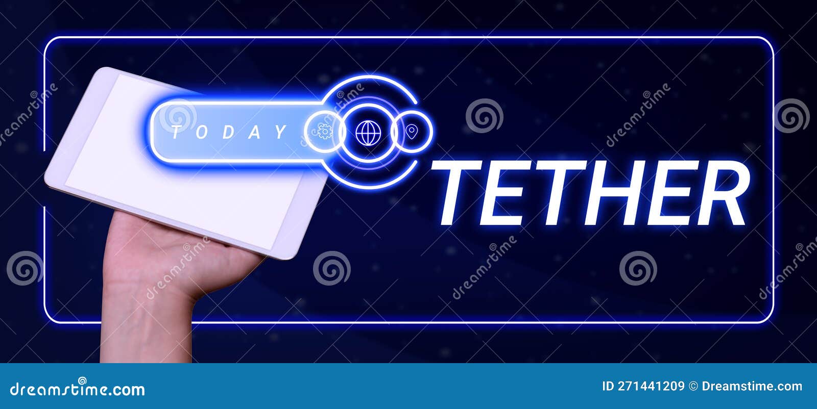 Text Caption Presenting Tether. Concept Meaning Use Smartphone in Order ...