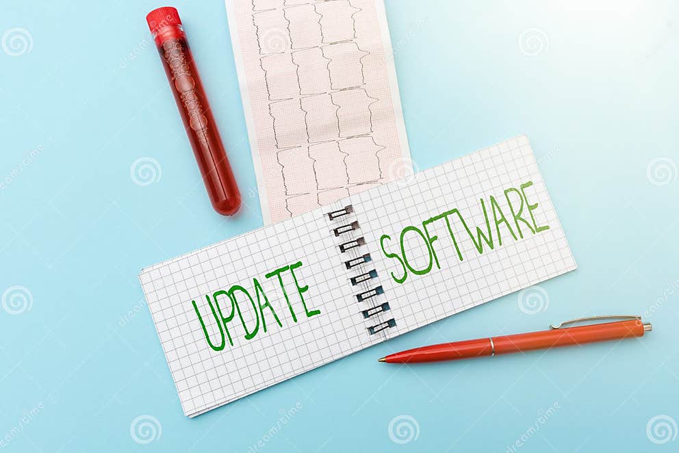 Writing Displaying Text Update Software Word For Replacing Program With A Newer Version Of Same