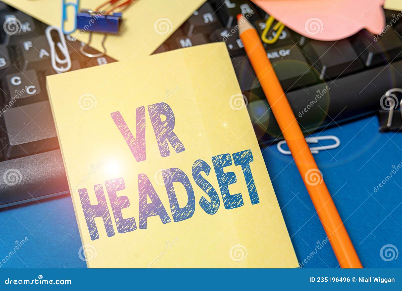 Writing Displaying Text Vr Headset. Word for Headmounted Device that ...