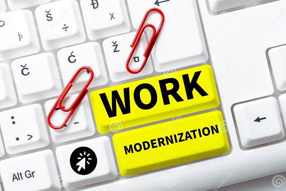 Writing Displaying Text Work Modernization. Word Written on Changing ...