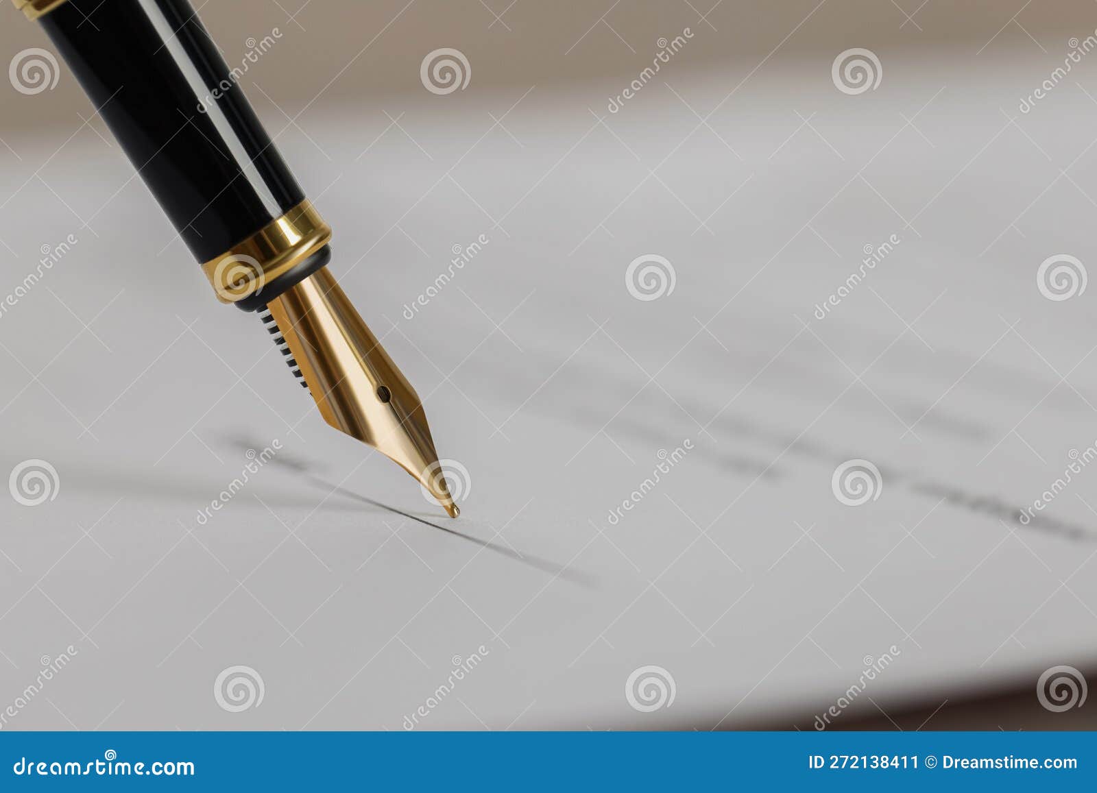 Writing on Document with Fountain Pen, Closeup and Space for Text ...