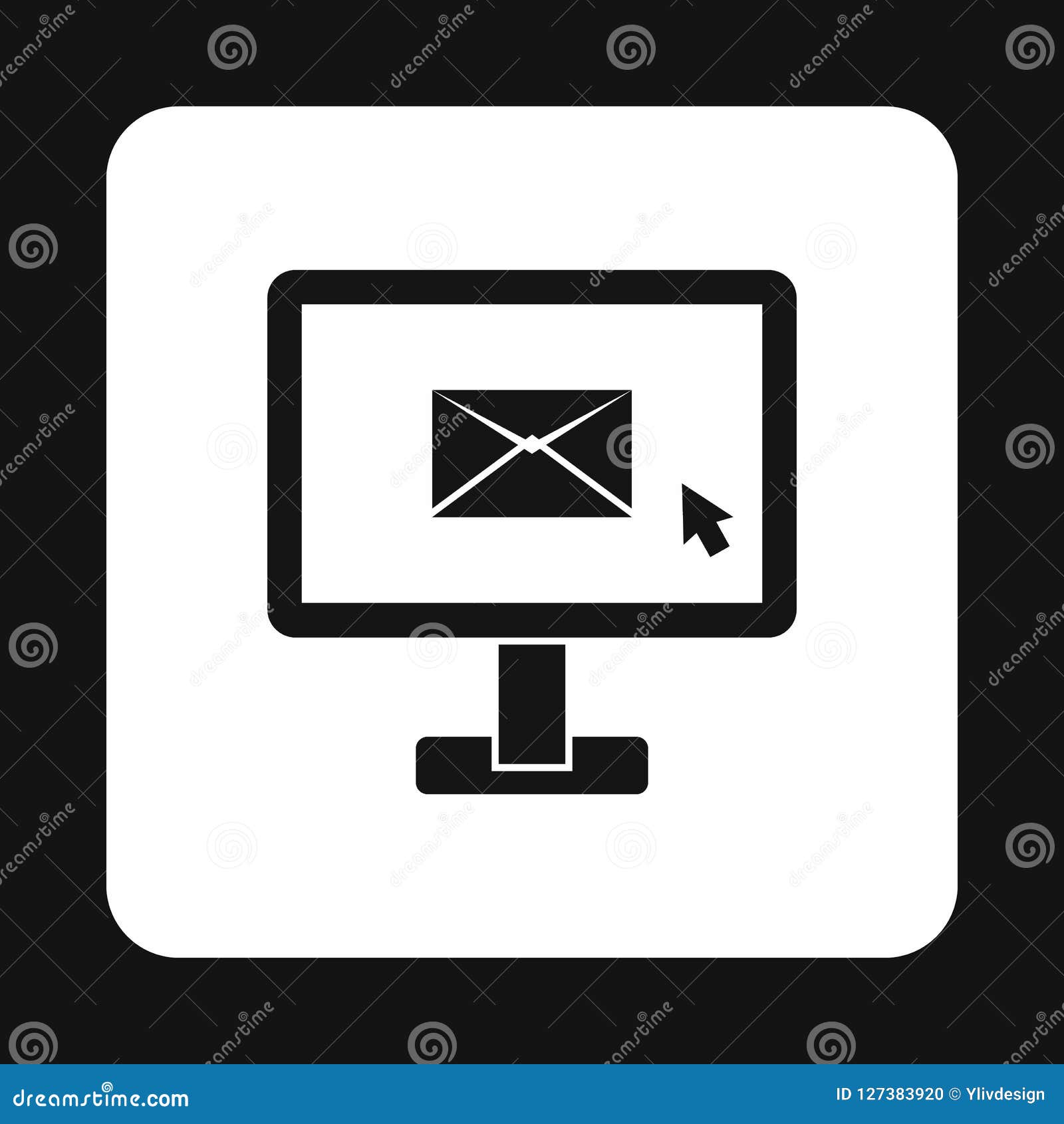 Writing E-mail on Computer Icon, Simple Style Stock Illustration ...