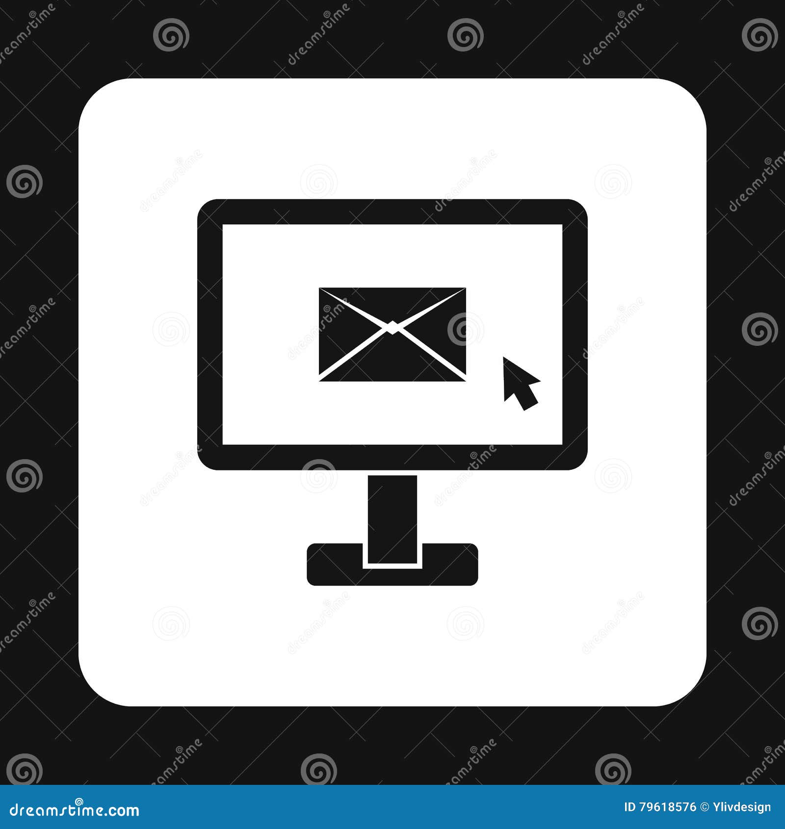 Writing E-mail on Computer Icon, Simple Style Stock Vector ...