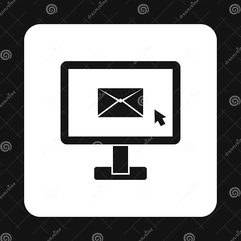 Writing E-mail on Computer Icon, Simple Style Stock Vector ...