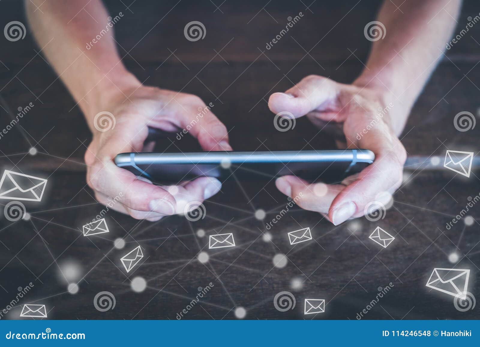 Writing Email on Mobile Phone - Typing Mail on Smartphone Stock Photo ...