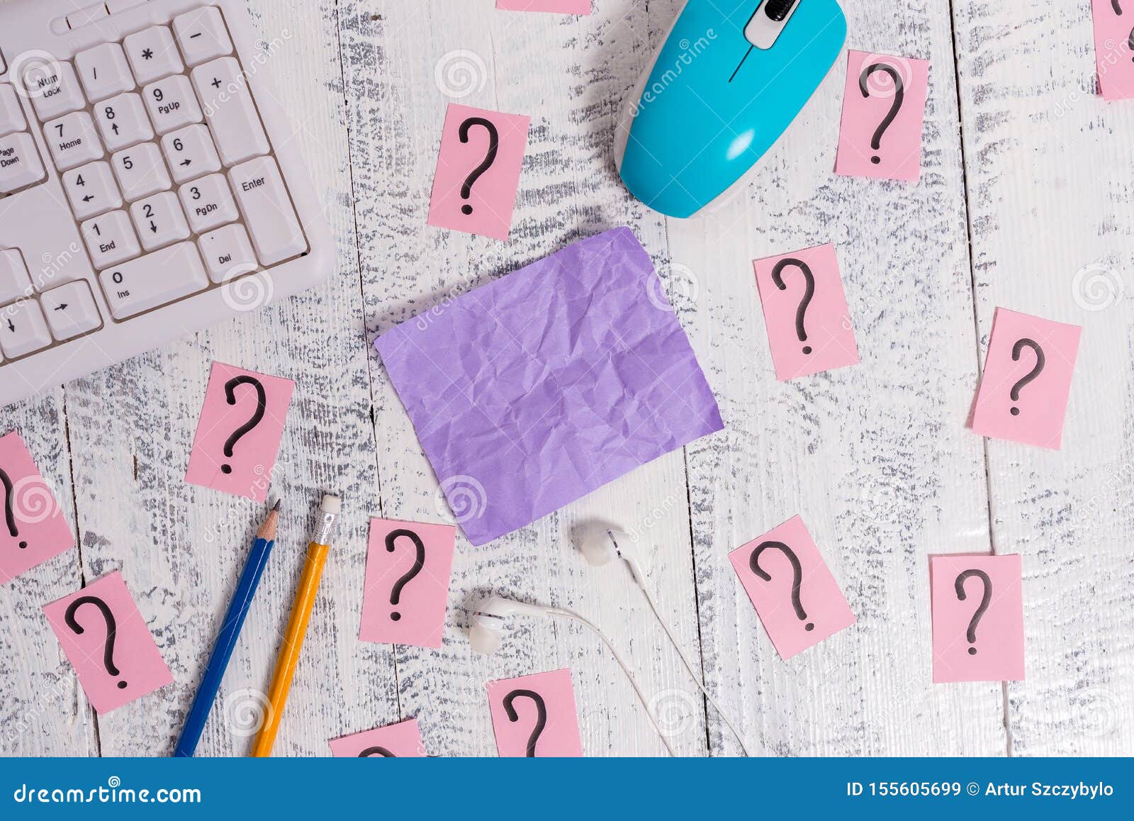 Writing Equipment and Computer Stuff Plus Scribbled Paper Placed on a ...