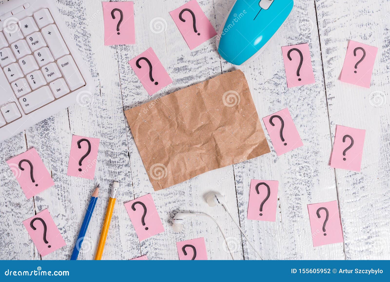 Writing Equipment and Computer Stuff Plus Scribbled Paper Placed on a ...