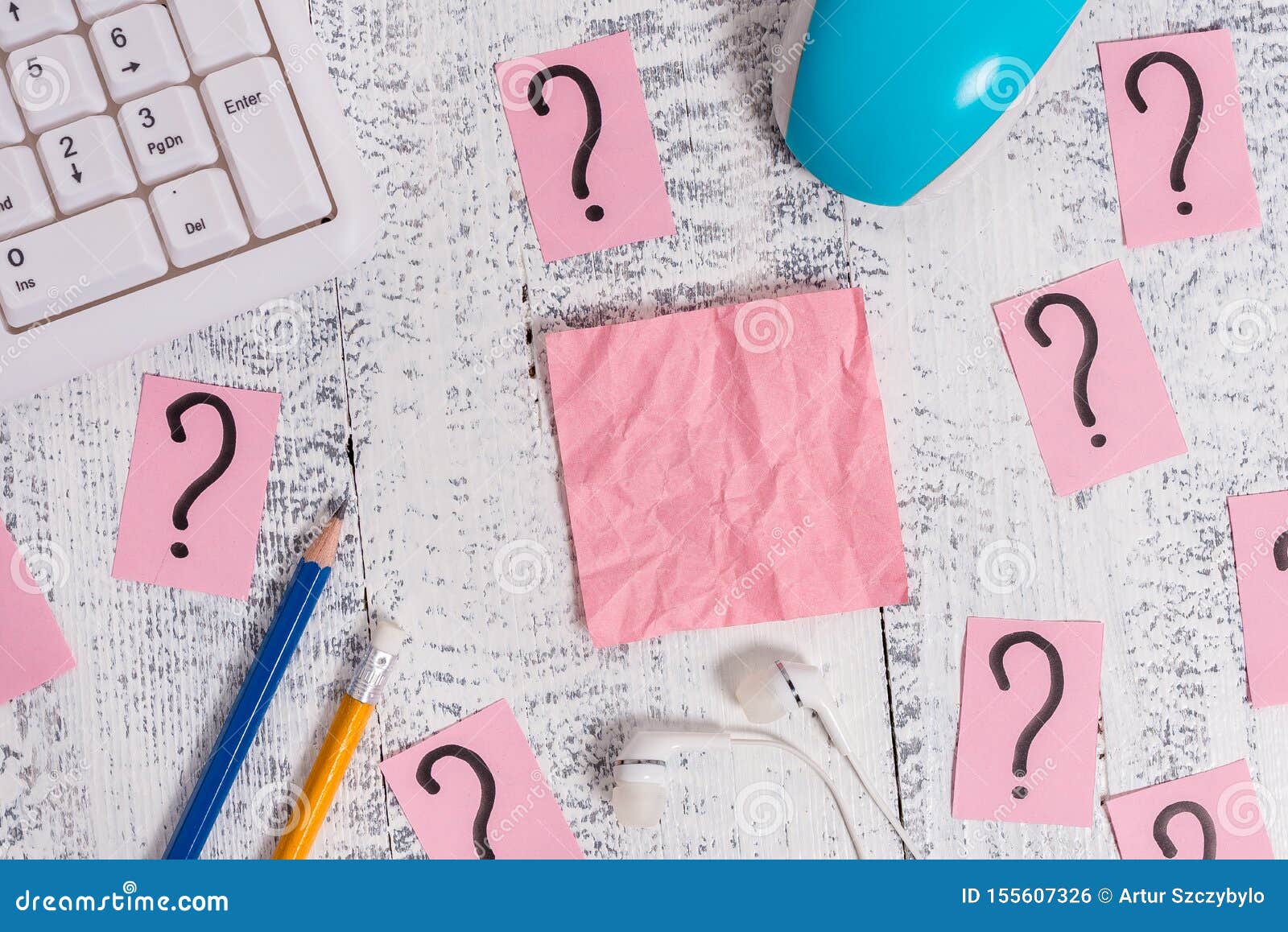 Writing Equipment and Computer Stuff Plus Scribbled Paper Placed on a ...