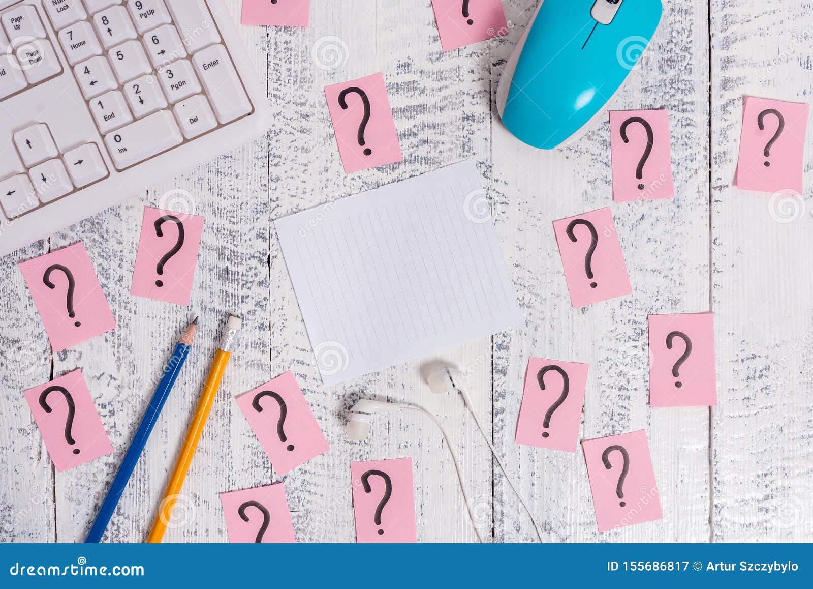 Writing Equipment and Computer Stuff Plus Scribbled Paper Placed on a ...