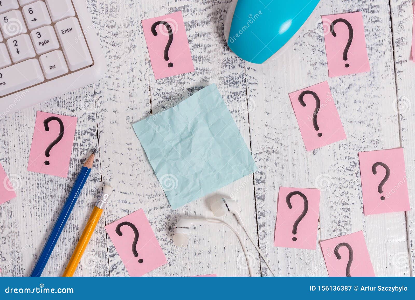 Writing Equipment and Computer Stuff Plus Scribbled Paper Placed on a ...