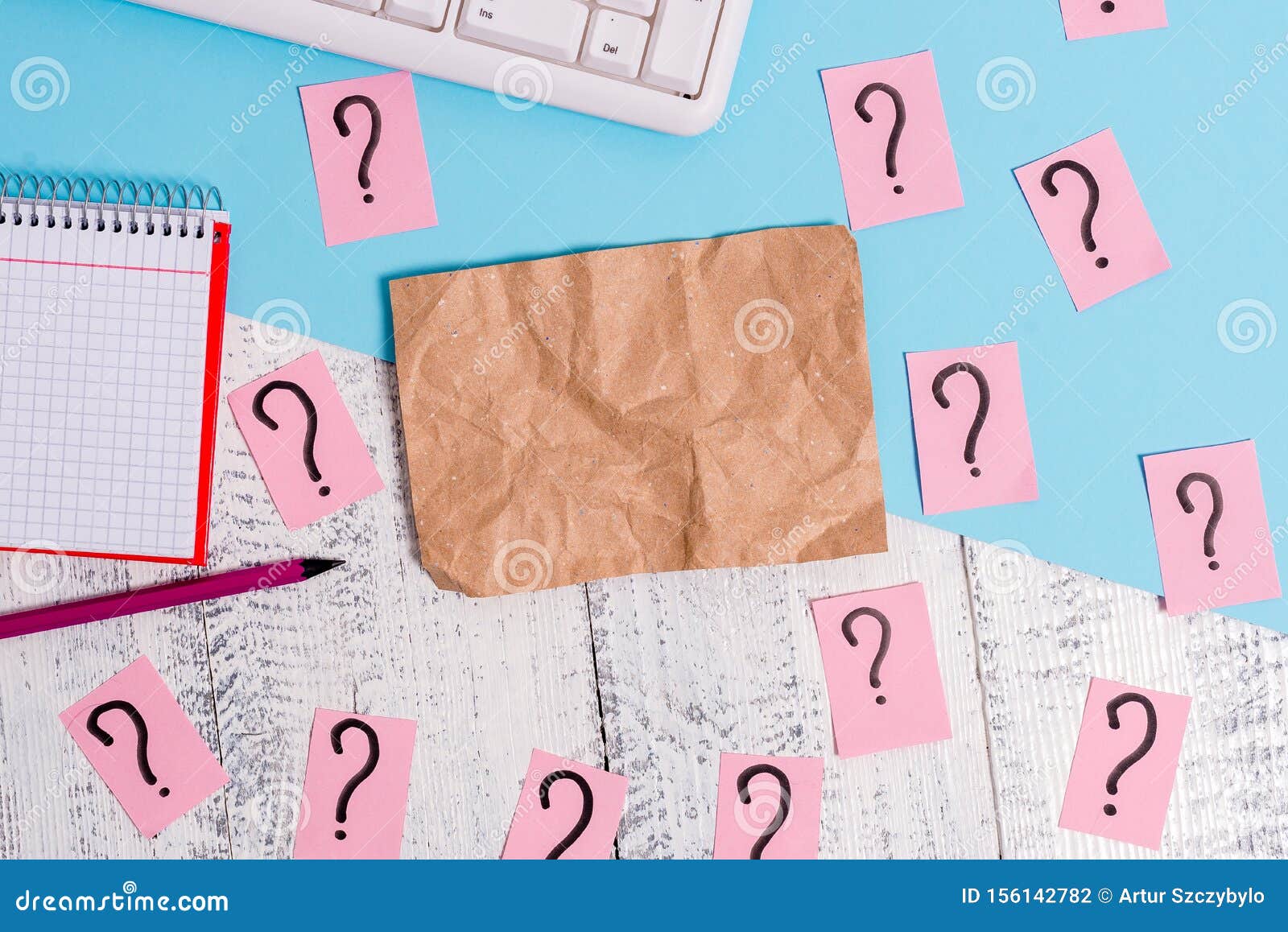 Writing Equipment and Computer Stuff Plus Scribbled Paper Placed on a ...